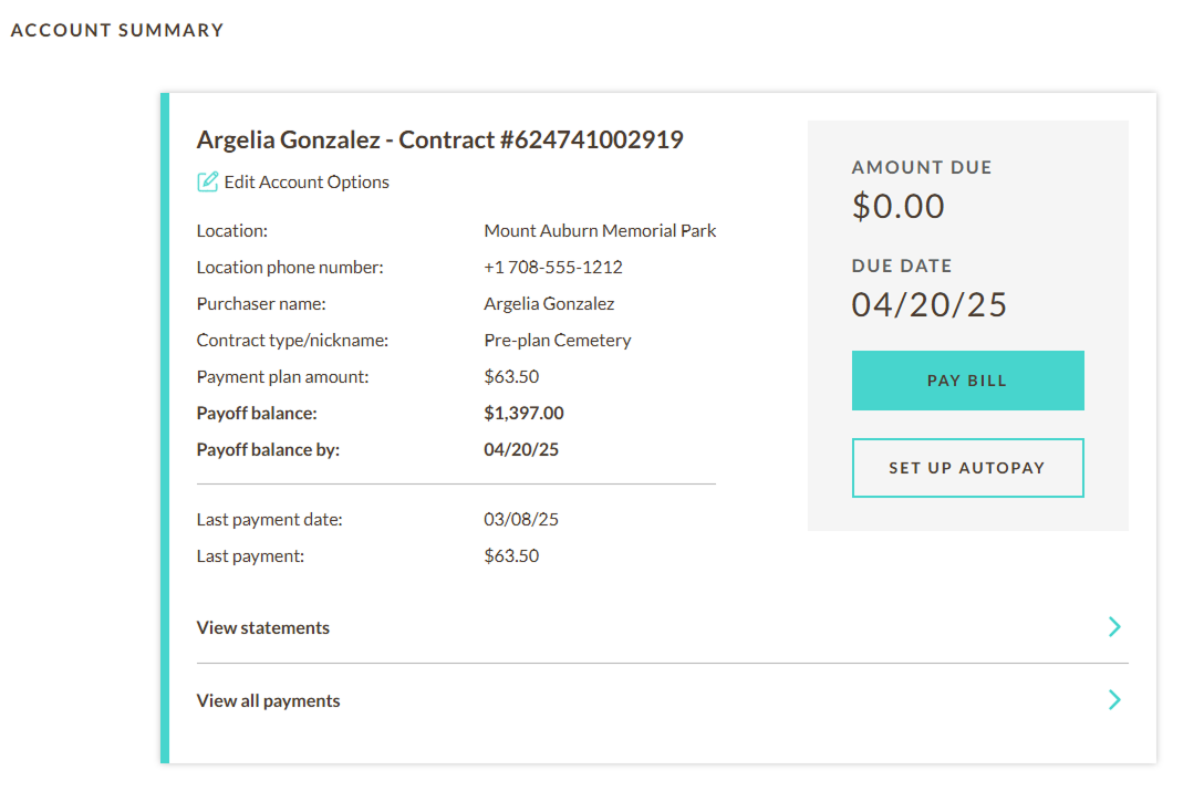 account summary page